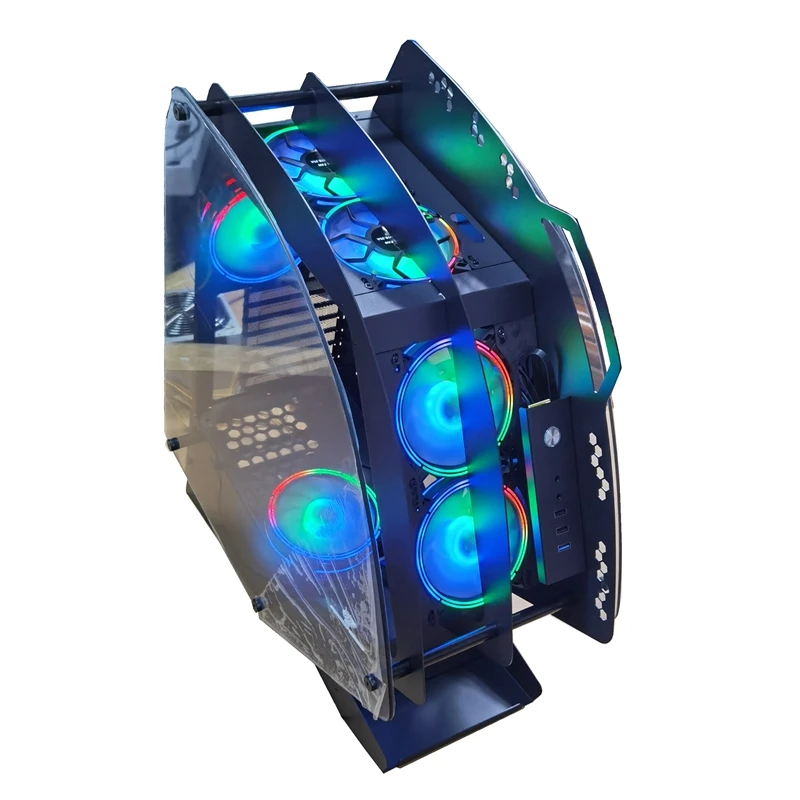 F919 Atx Mid-tower Desktop Computer Gaming Case Tempered Glass Panels ...