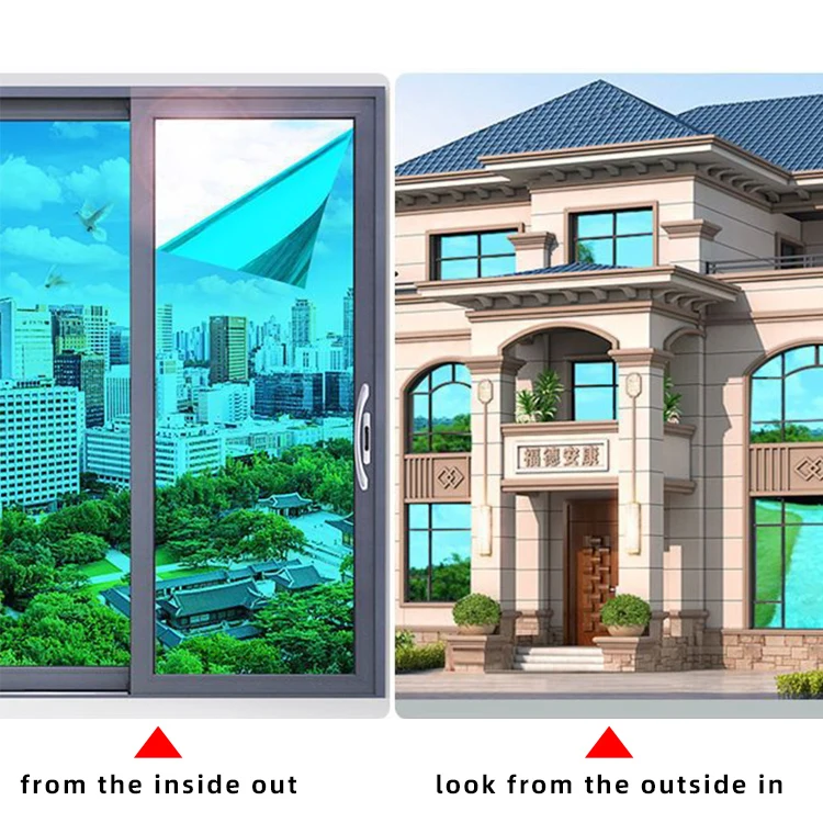 Modern Style One Way Mirror Privacy Window Tint Film Self-Adhesive PET ...