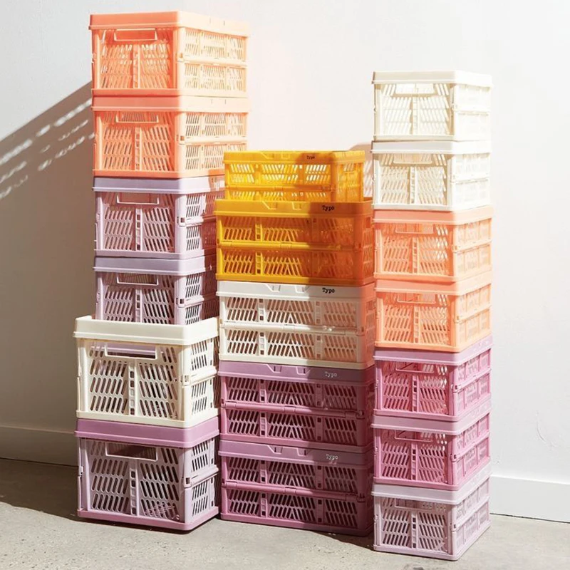 Plastic Storage Baskets With Handles Collapsible Hanging Basket for ...