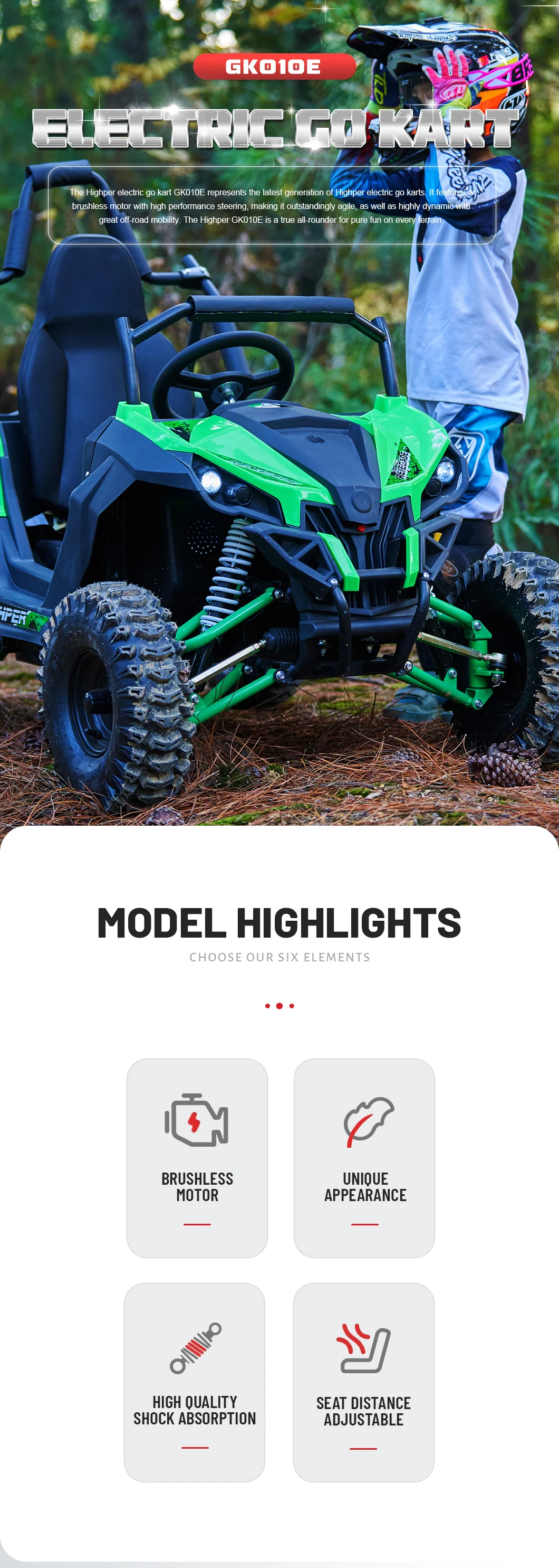 Cheap High Quality Electric Go Karts for Kids - 1200w 48v