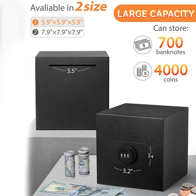 Metal Money Saving Box Stainless Steel Password Reusable Combination ...