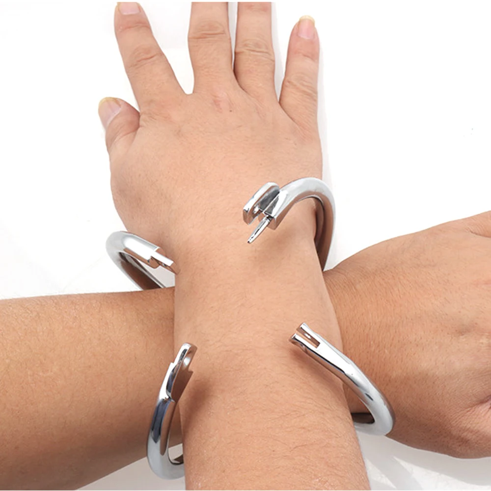 Metal Bondage Wrist Cross Handcuff Stainless Steel SM