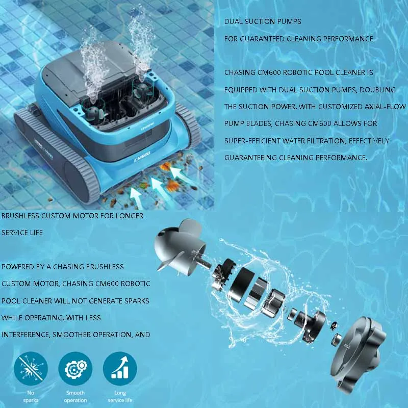 Swimming Pool Underwater Cleaning Robot Chasing M600 Wifi Smart Under ...