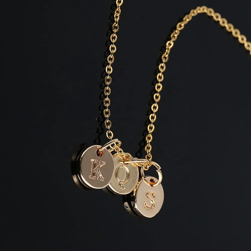 Round Shape Alphabet Rose Gold Scrabble Tile Pendant 2023