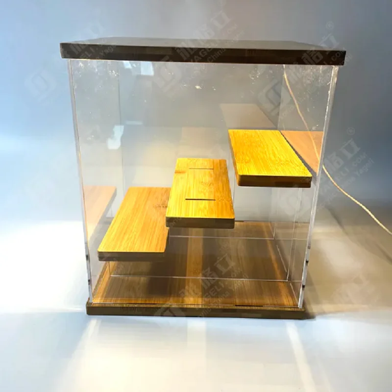 Custom 3 Tier Acrylic Led Display Case Dustproof Protection Showcase ...