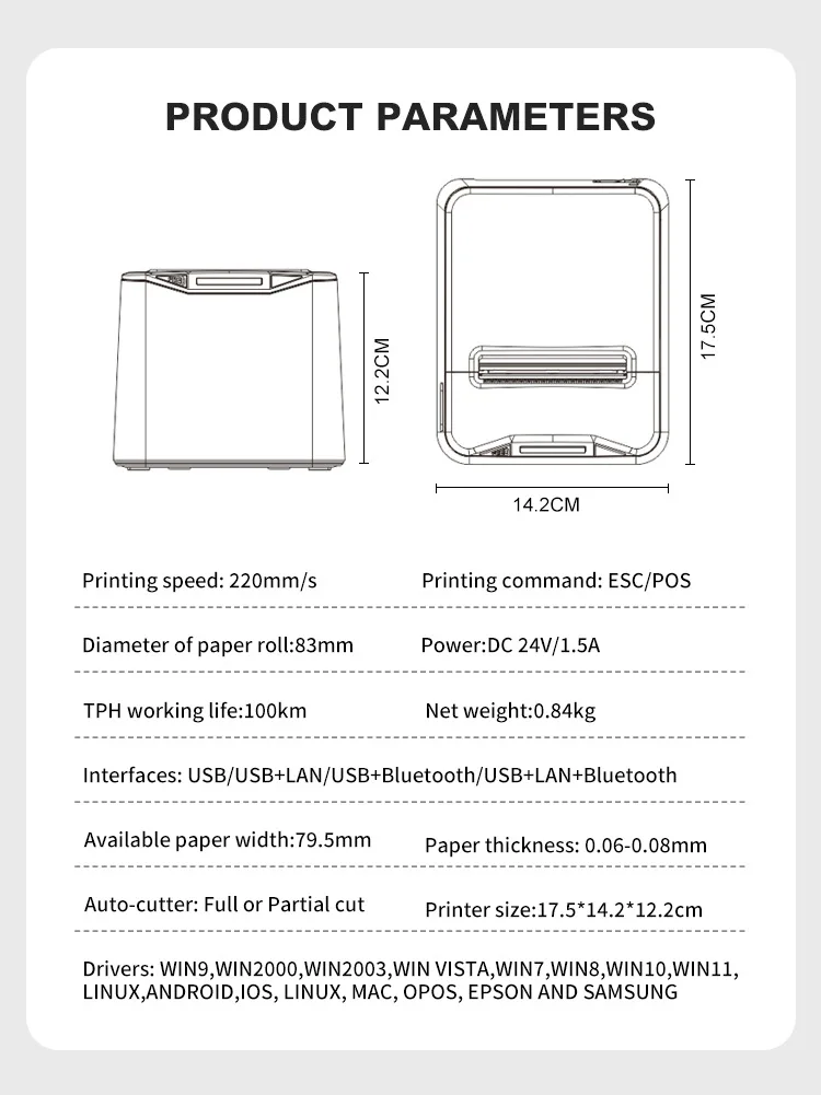 Pos Printer 80mm Usb Thermal Receipt Printer Restaurant Kitchen Printer ...
