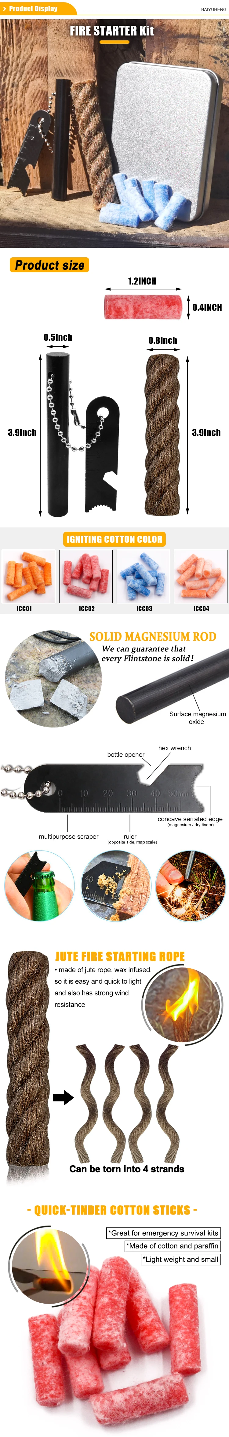 Baiyuheng Small Firestarter Magnesium Bar Quick Instant Wet Fire Stick ...