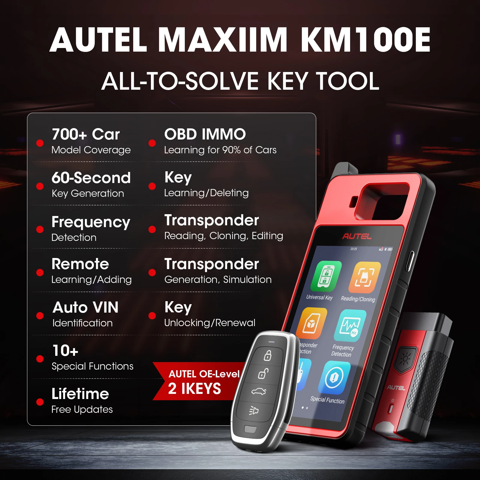 Autel Maxiim KM100 - Key Fob Programming Tool for 99% Cars
