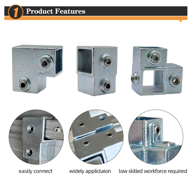 Durable 40x40mm Square Tube Connection Pieces with Galvanization