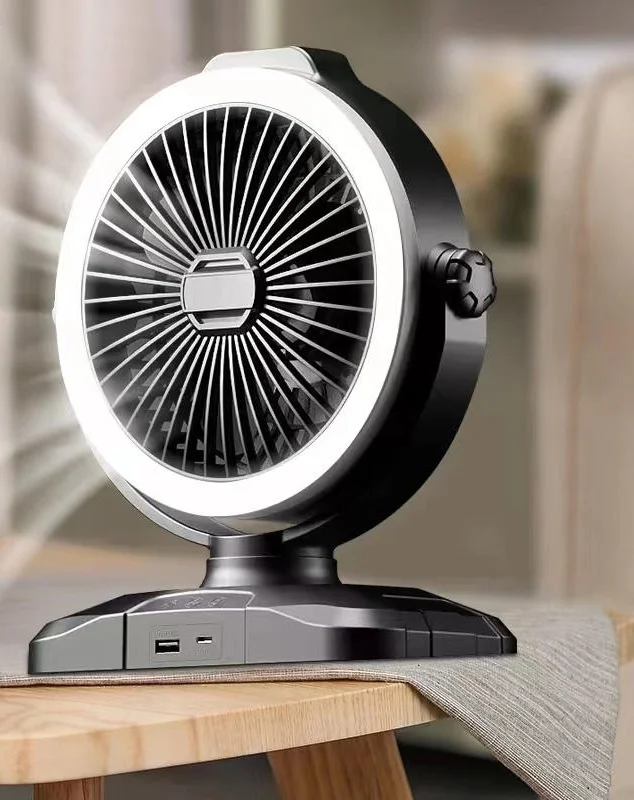 6 Inch 6W Rechargeable Mini Fan With USB Interface Lamp Light and ...