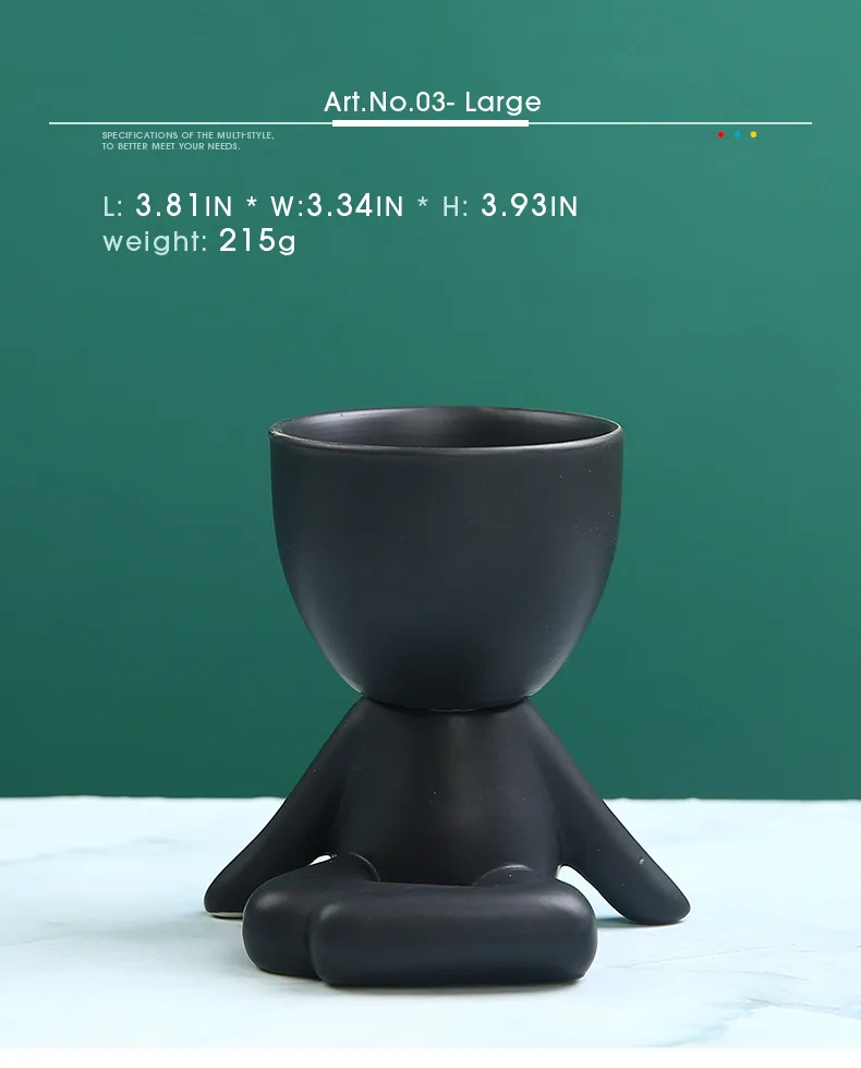 Home Decoration Ceramic Humanoid Succulent Plant Pot Creative Human ...