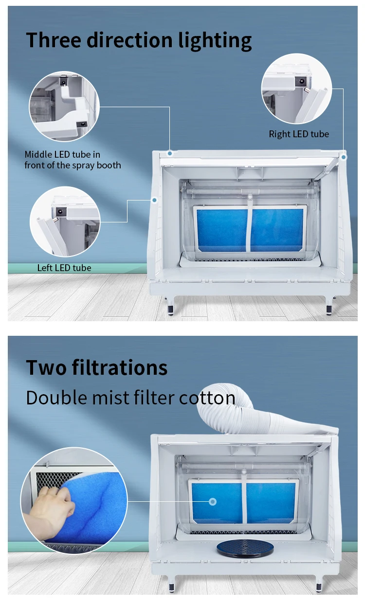 HS-E600 Portable Airbrush Spray Booth Kit - Whole Setup