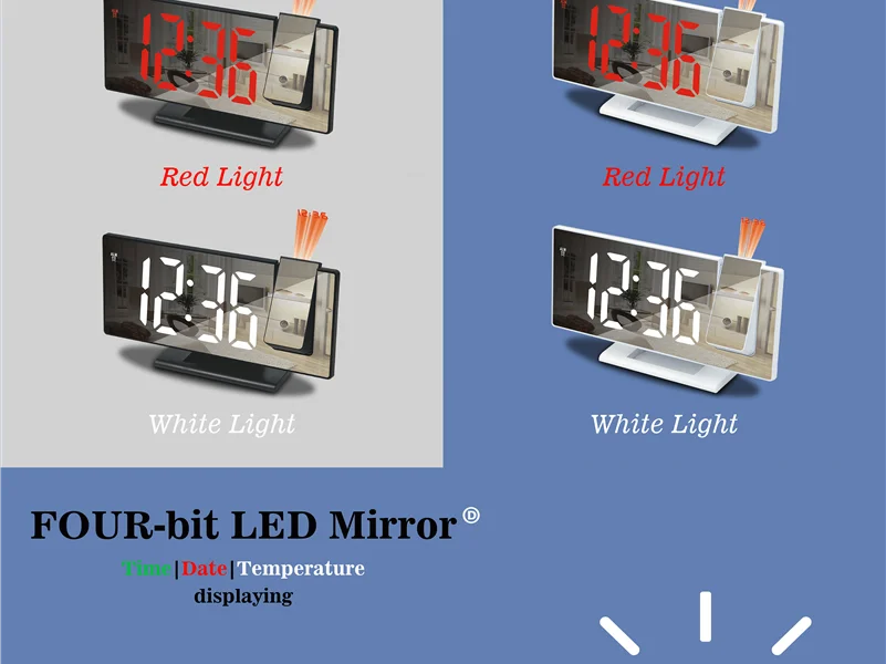 Wall Desk Clock Smart Alarm Clock Digital Mirror Screen in Home Bedroom ...