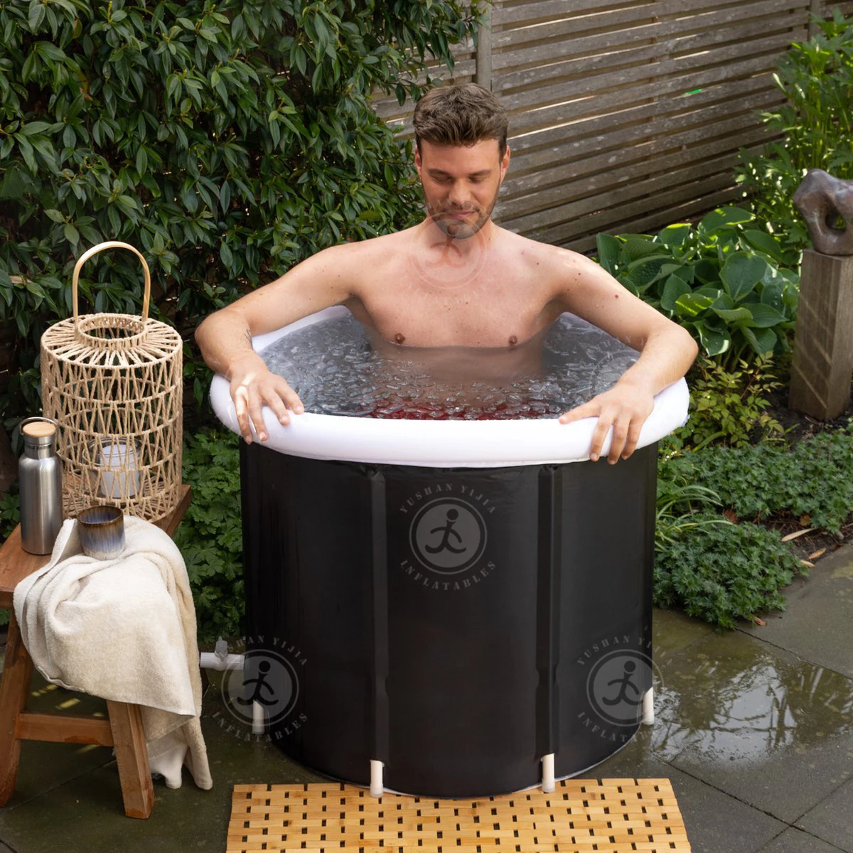 Portable Ice Barrel Cold Bucket Bath Inflatable Cold Plunge Foldable ...