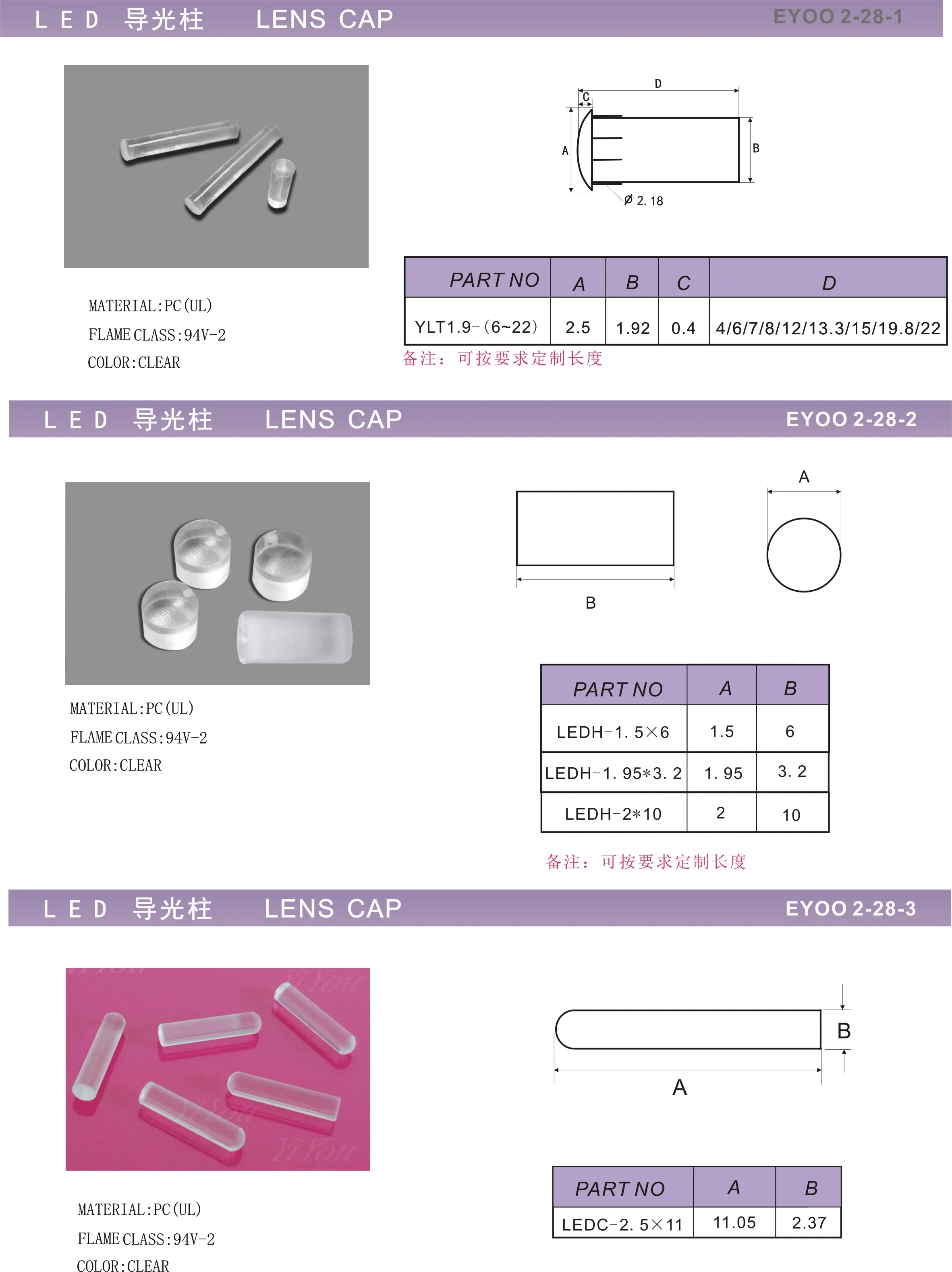 Light Guide Multiple Types Light Pipe Customize Plastic