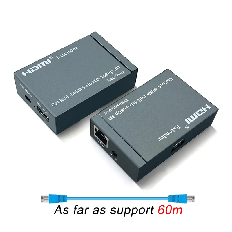 High Quality Converter Full Hd 1080p 3d Hdmi Extender 60m By Utp Cat5e ...