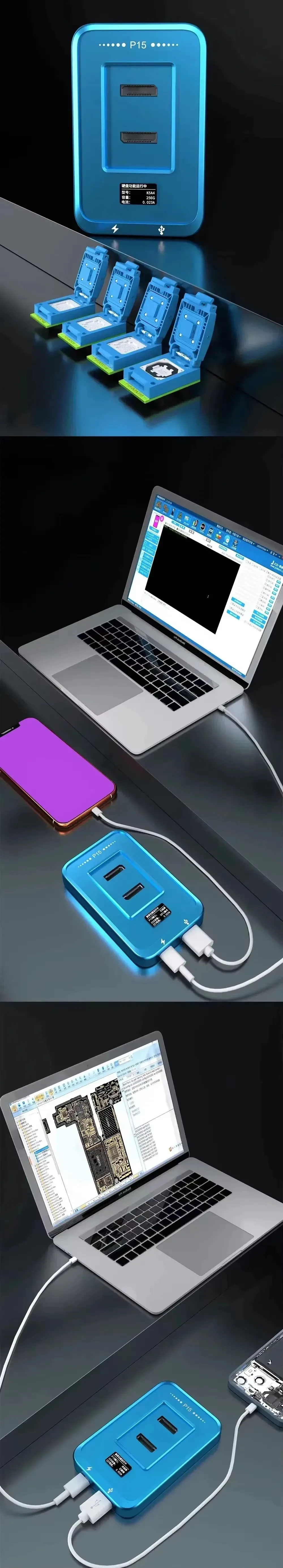 JC P15 Nand编程器，带BGA315 BGA110 BGA70 BGA60模块，适用于IPhone 6-15PM IPad苹果苹果 ...