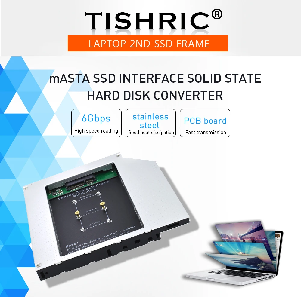 Tishric 12.7mm Hdd Caddy Aluminum 2nd Second Msata Ssd To Sata ...