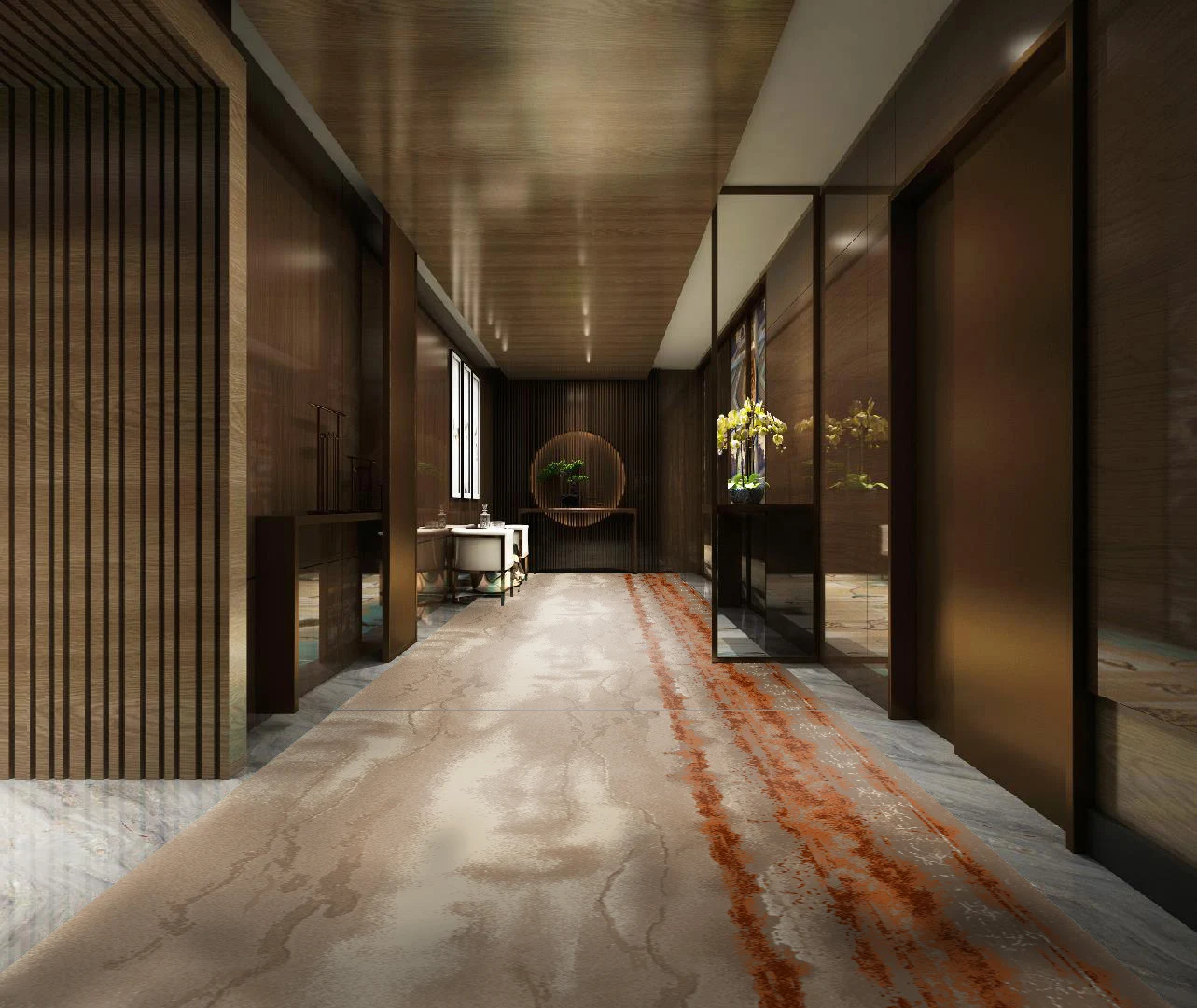 Luxury Axminster Hotel Lobby Carpet - Fire-Resistant Nylon