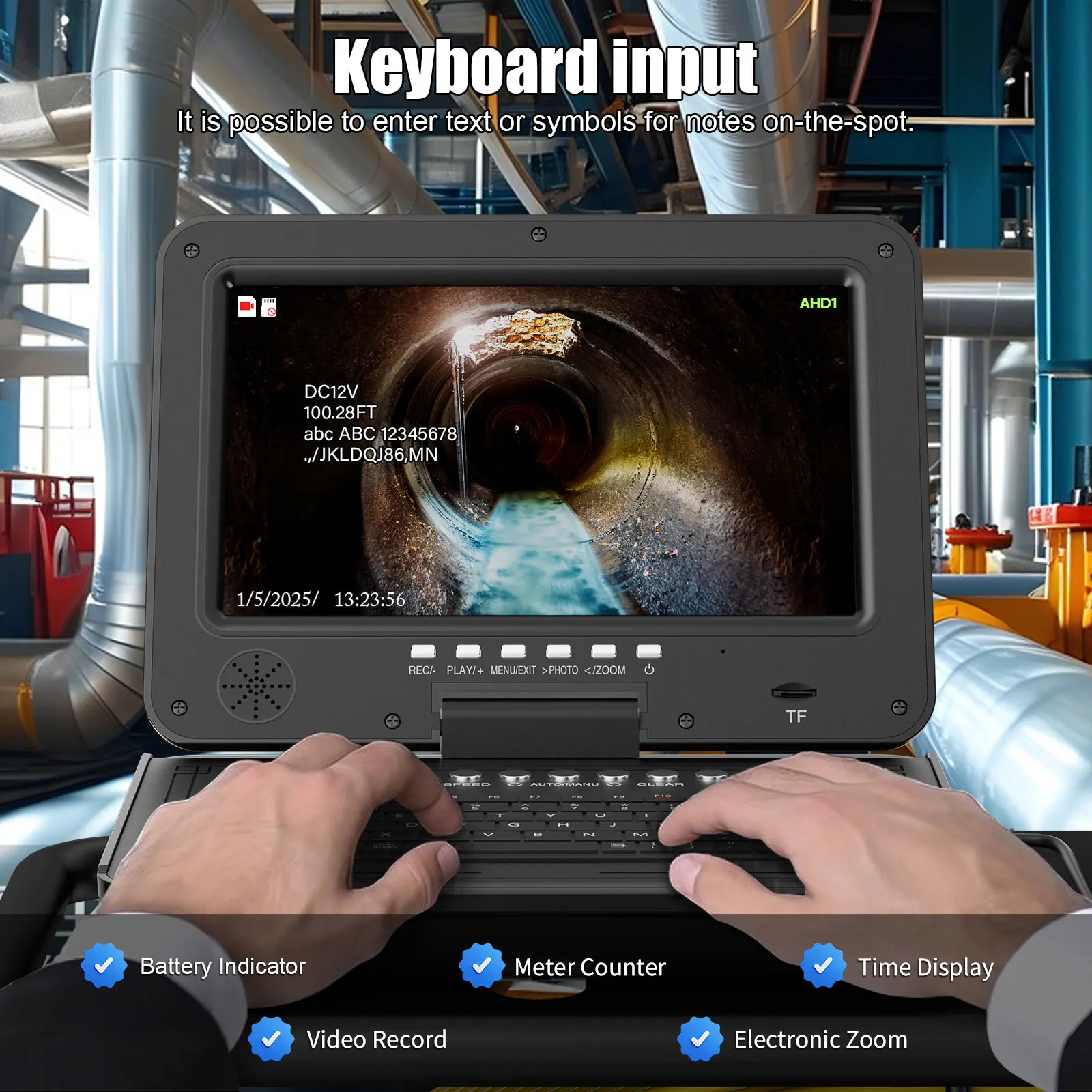 Inspection Video Camera 360 Degrees 10"inch IPS Cable Diameter 9mm ...