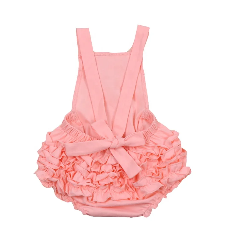 Summer Baby Clothes Plain Rompers With Ruffles Backless Tie Romper ...