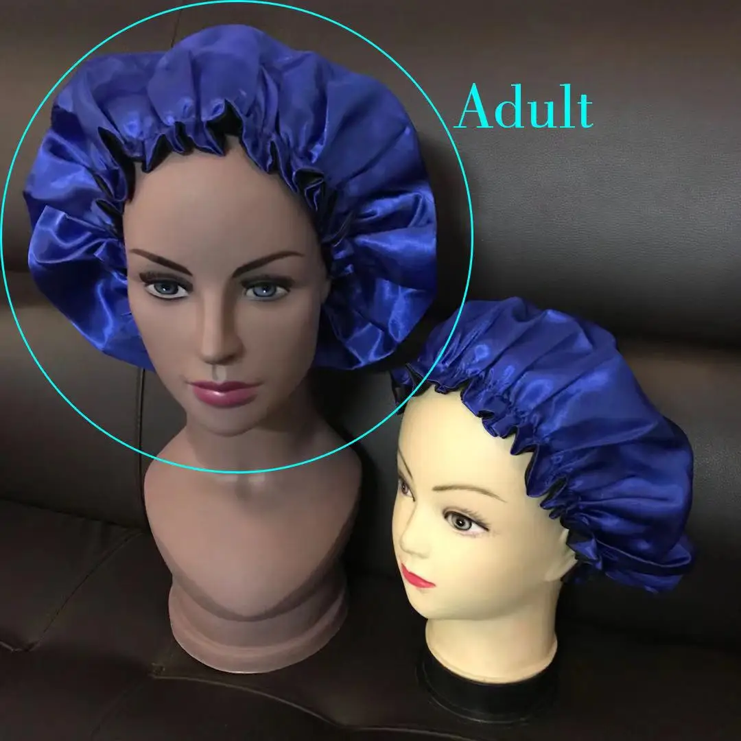 Custom Logo Drawstring Plain Soft Satin Bonnet Silk Sleeping Cap Double ...