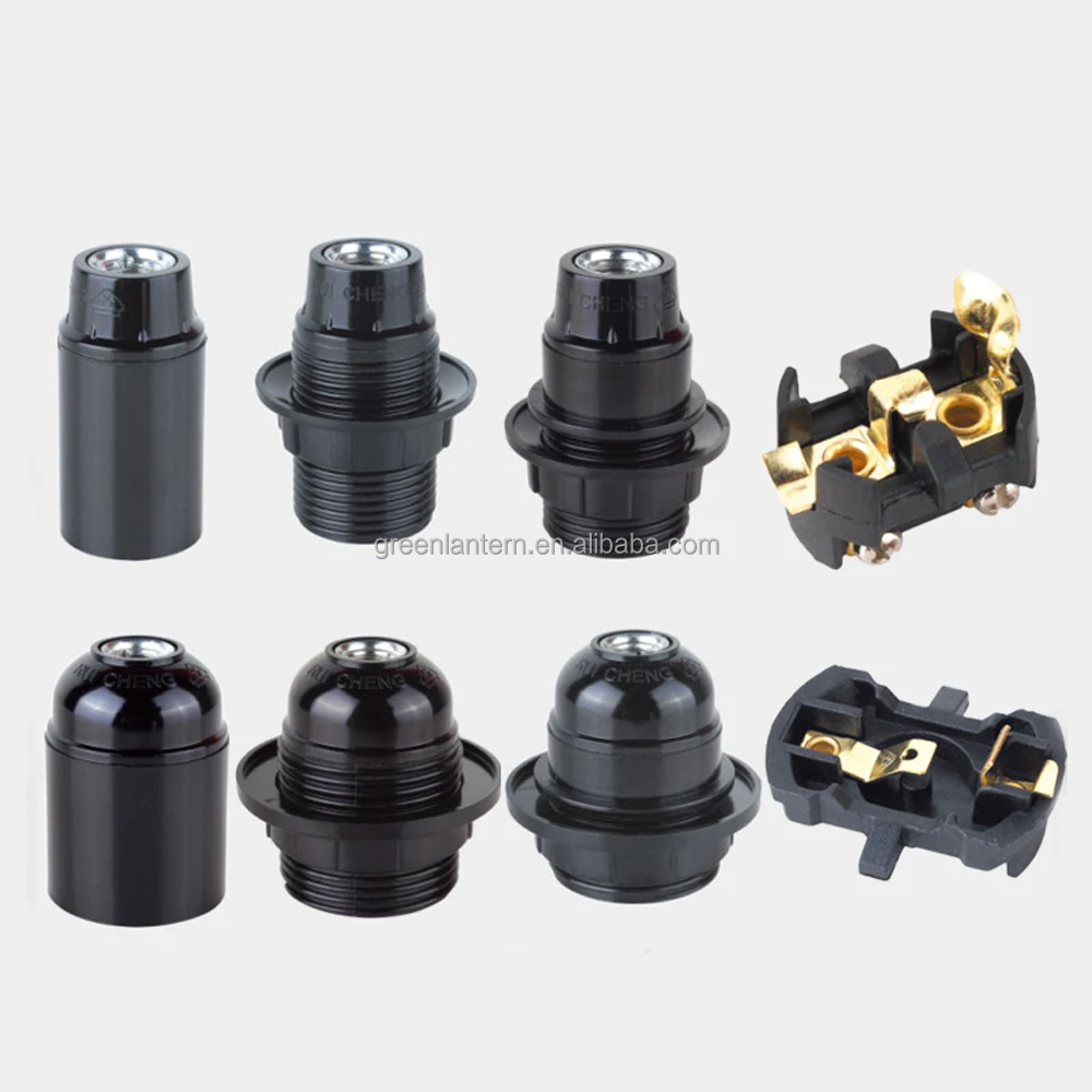 Bakelite Light Bulb Socket Electrical Black Plastic Lamp Holder E14 E27 ...