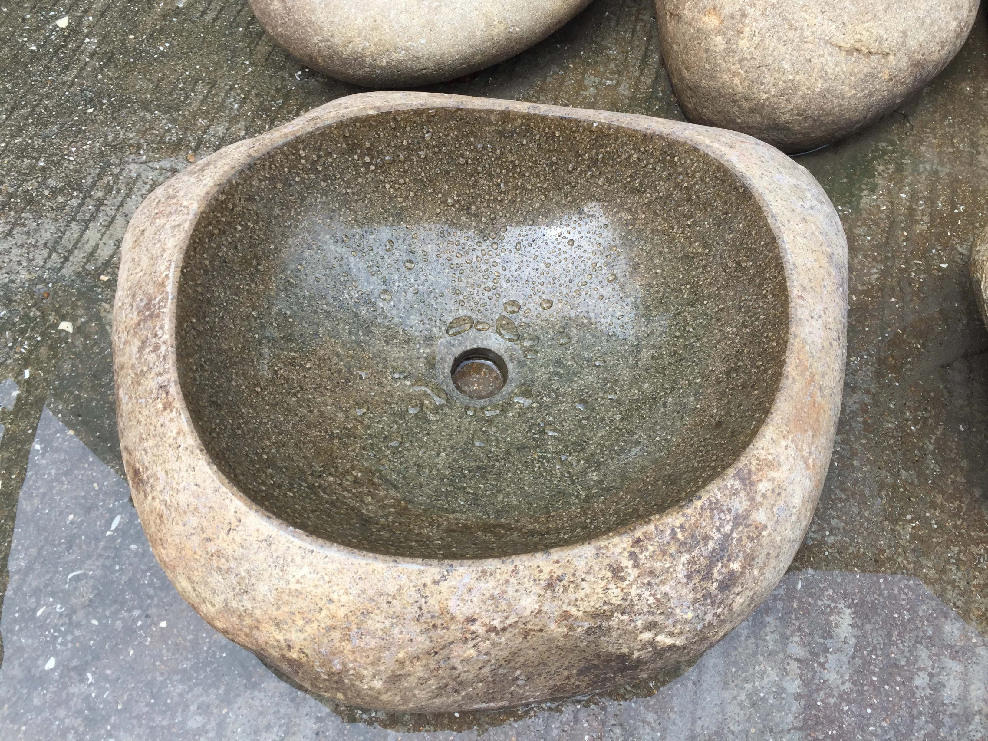 Natural Pebble Wash Basin Rough Stone Polished Courtyard Wash Basin ...