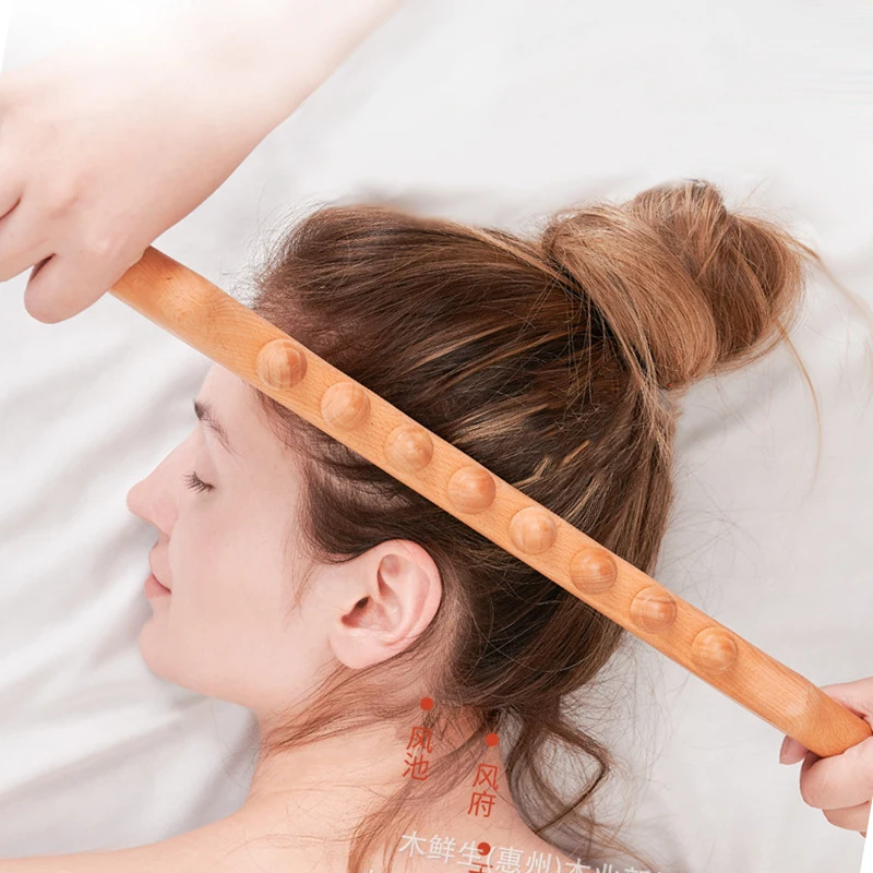 10 Beads Wooden Gua Sha Stick Anti Cellulite Massage Wooden Body