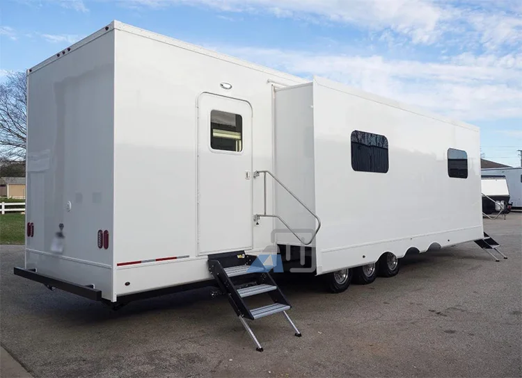 2 Rooms Expandable Mobile Office Trailer with Bathroom One Side Slide ...