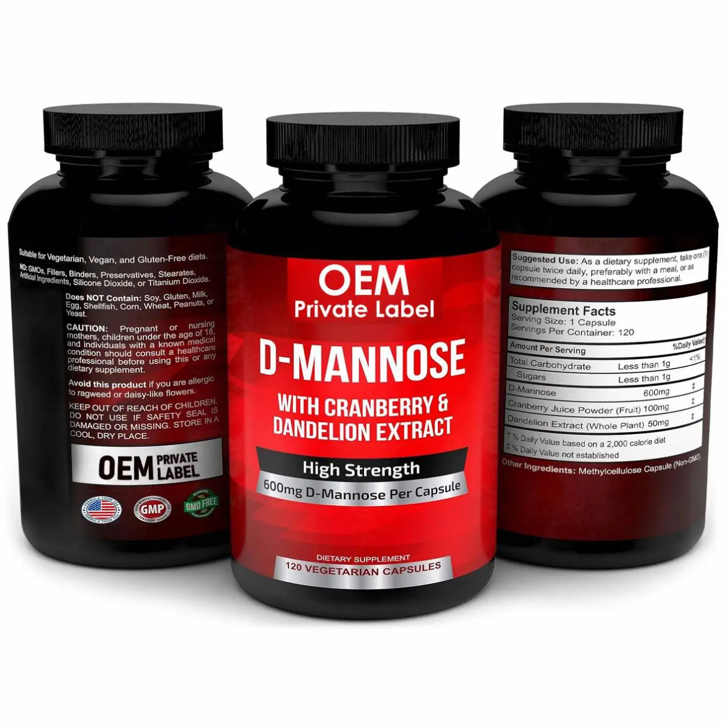 D-Mannose Capsules 600mg D Mannose Powder With Cranberry Dandelion ...