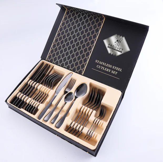 Wholesale 24pcs Gold Flatware Set Private Label Stainless Steel Western ...
