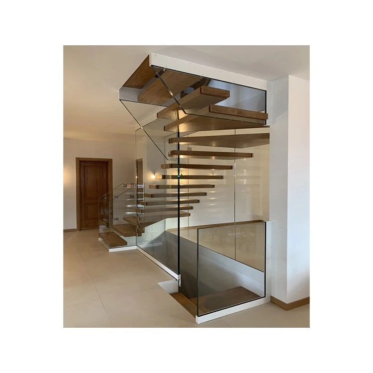 Modern Wooden Staircase Floating Straight Stairs Timber Invisible ...