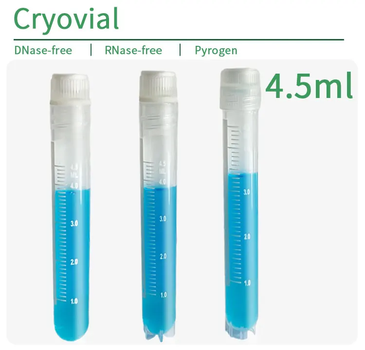Lab DNase RNase Free Cryovial Tube Round Bottom Self-standing Cryo Tube Sterile Disposable 4.5ml ...