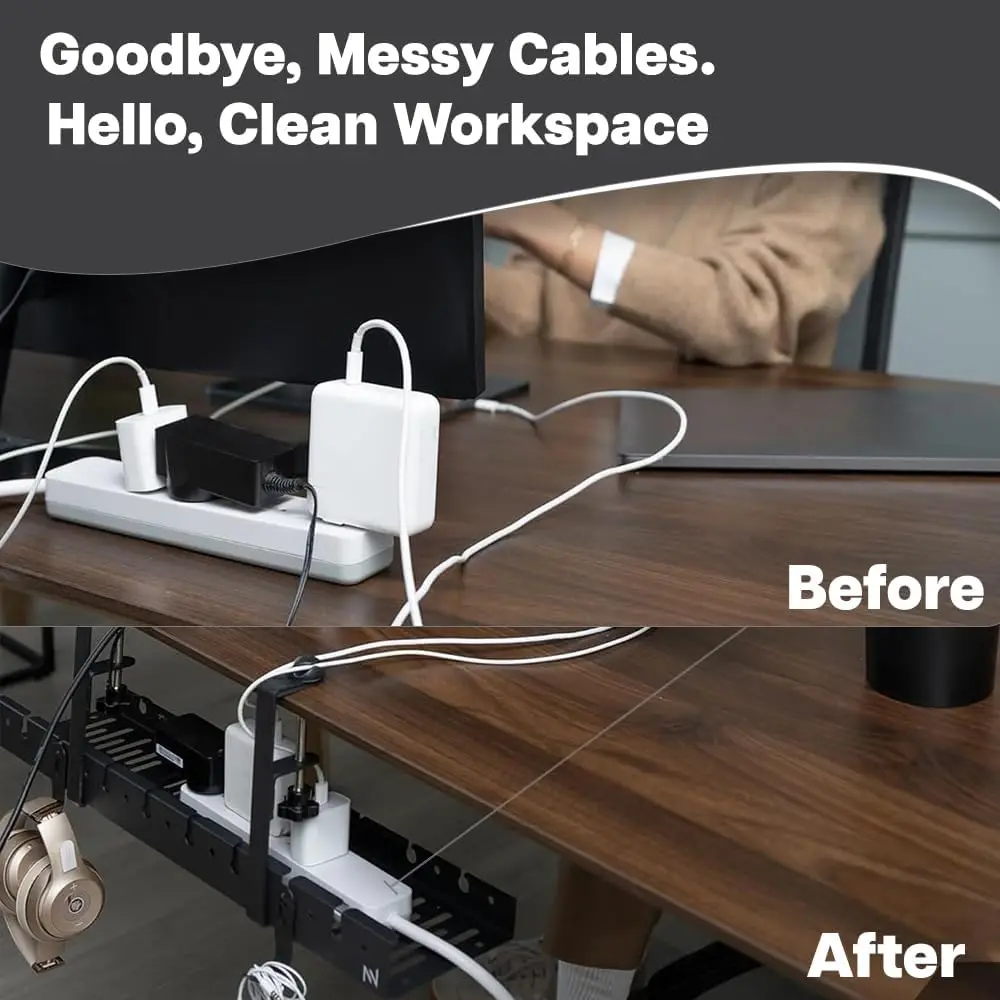 No Drill Desk Cable Organizers Under Desk Cable Management Cable ...