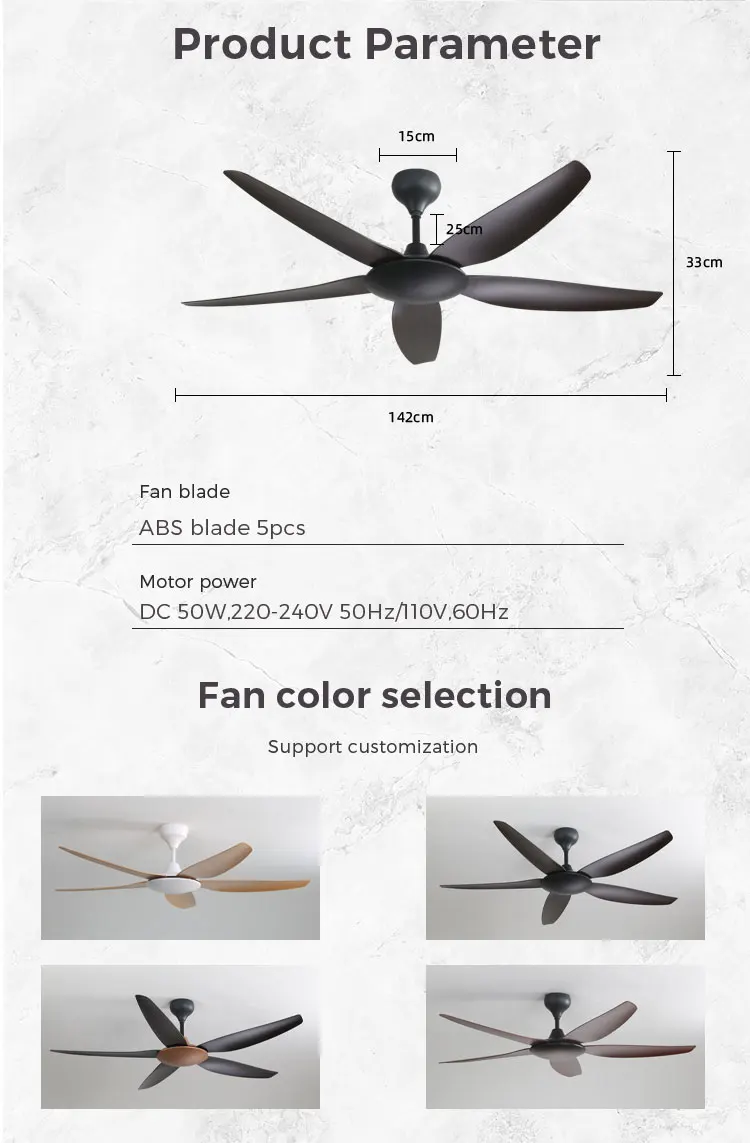 Modern Decorative Ceiling Fan Price 56 Inch 5 Blades Energy Saving ...