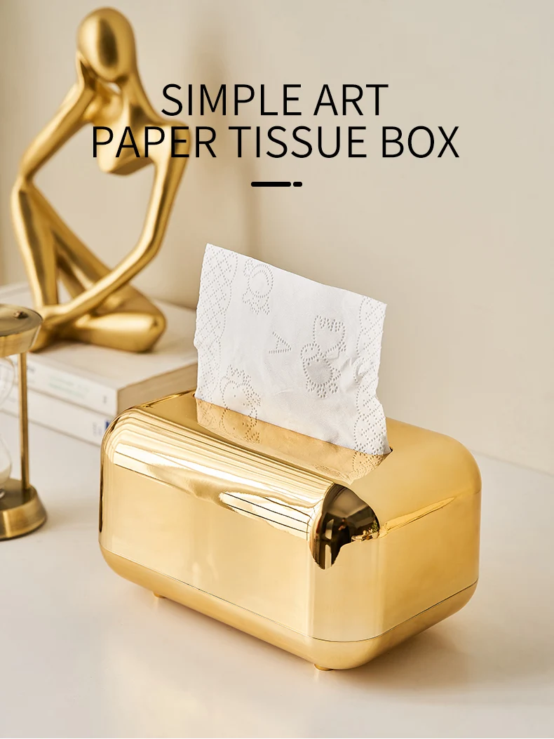 Luxury Golden Storage Box - Eco-Friendly Tissue Organizer