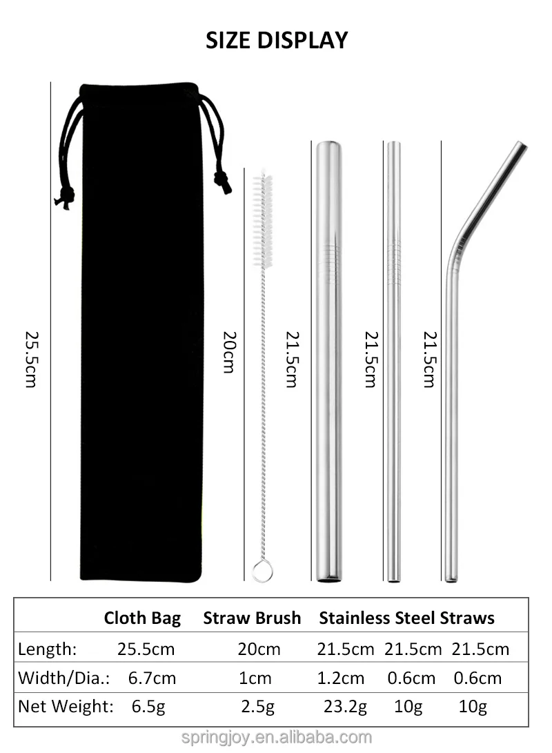 Metal Boba Tea Drinking Straws Thick 304 Stainless Steel 10mm Id 12mm ...