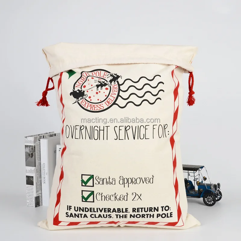Large Capacity Sublimation Blank Custom Canvas Cotton Xmas Santa Sack ...