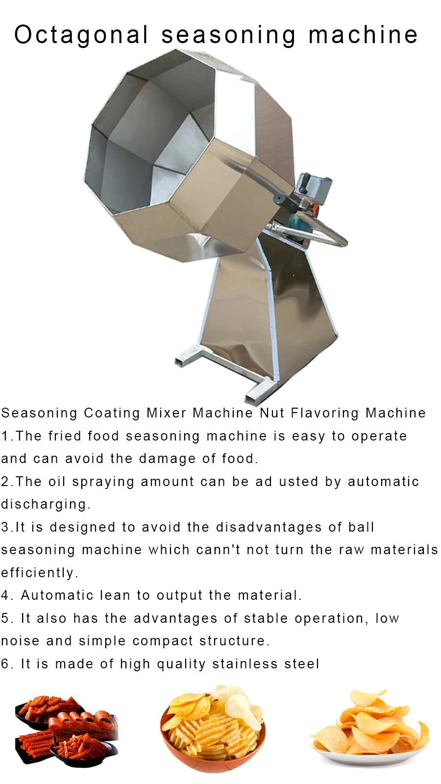 Drum Mixing Equipment Snack Food Popcorn Seasoning Coating Flavoring ...