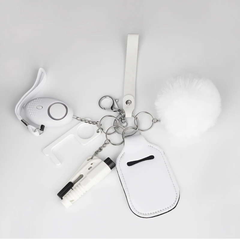 In Stock Self Defense Key Chain Pom Pom Alarm Items Metal Key Ring Self ...