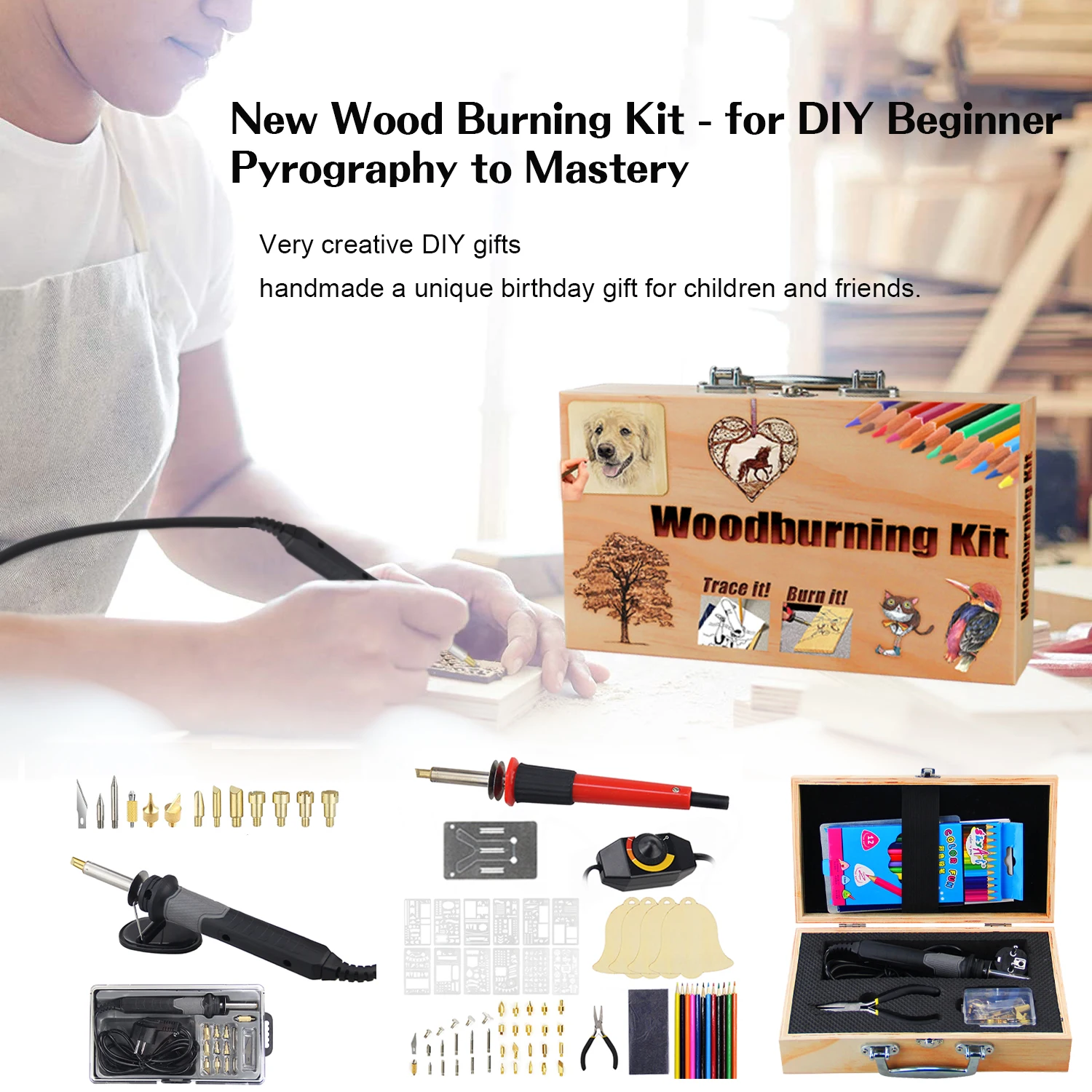 Custom 22pcs Diy Craft Pyrography Wood Burning Pen Kit Pyrography Kits ...