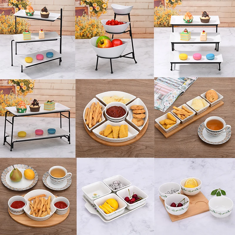 Factory Custom Afternoon Tea 3 Tier Round Serving Platter With Golden ...