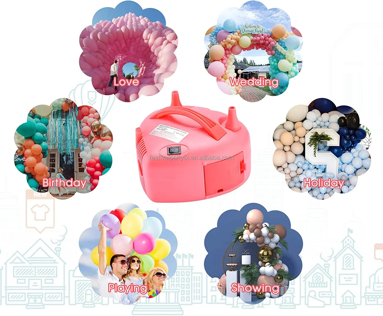 Hand Machine Helium Heart Portable Inflator Inflating Double Hole ...