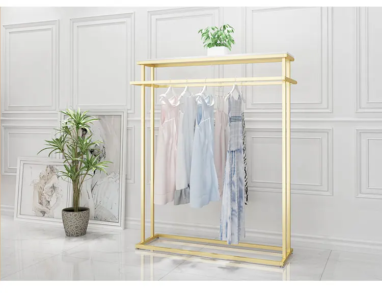 Golden Clothing Store Display Stand - Modern & Customizable
