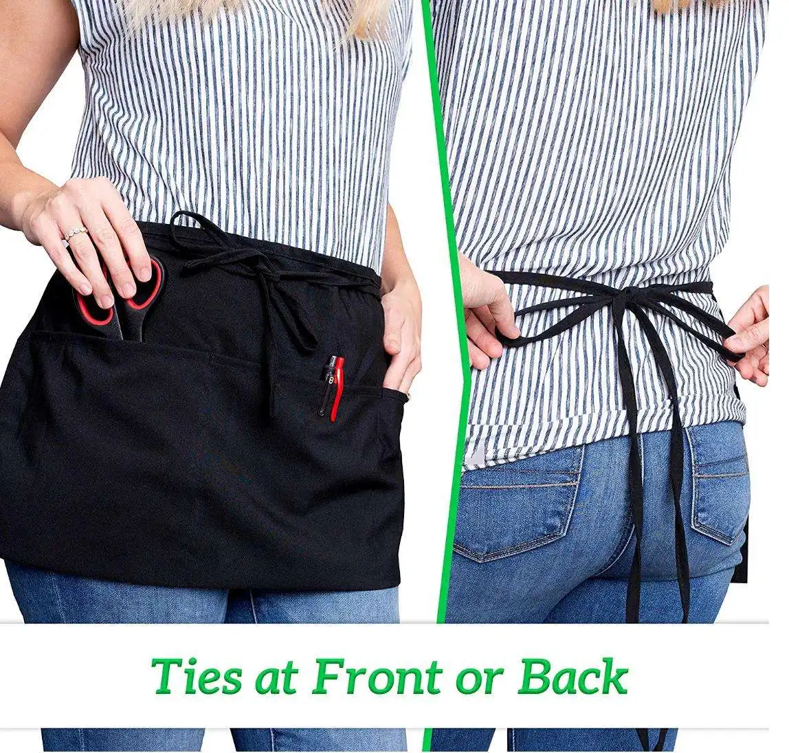 Wholesale 12 Pack 3 Pockets Server Chef Waist Aprons Waiter Waitress ...