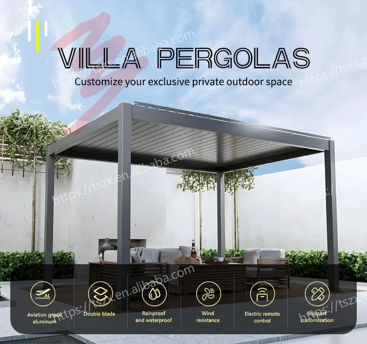 Luxury Modern Outdoor Aluminium Pergola - Waterproof Gazebo