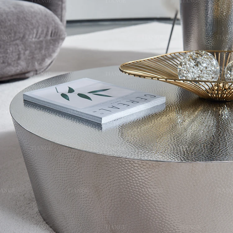 Cairo Coffee Table Frame In Hand-chased Tinplated Brass With Wood ...