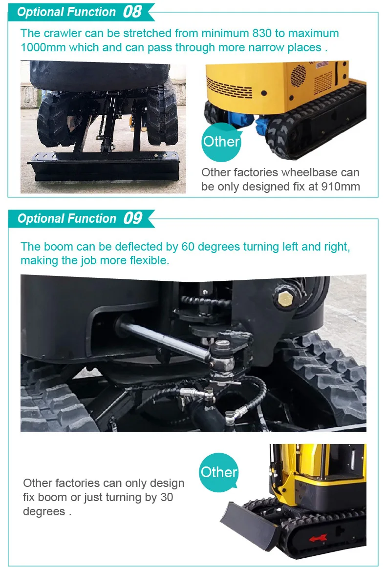 HT10 Home Use Mini Excavator - 1000kg Capacity Crawler Digger