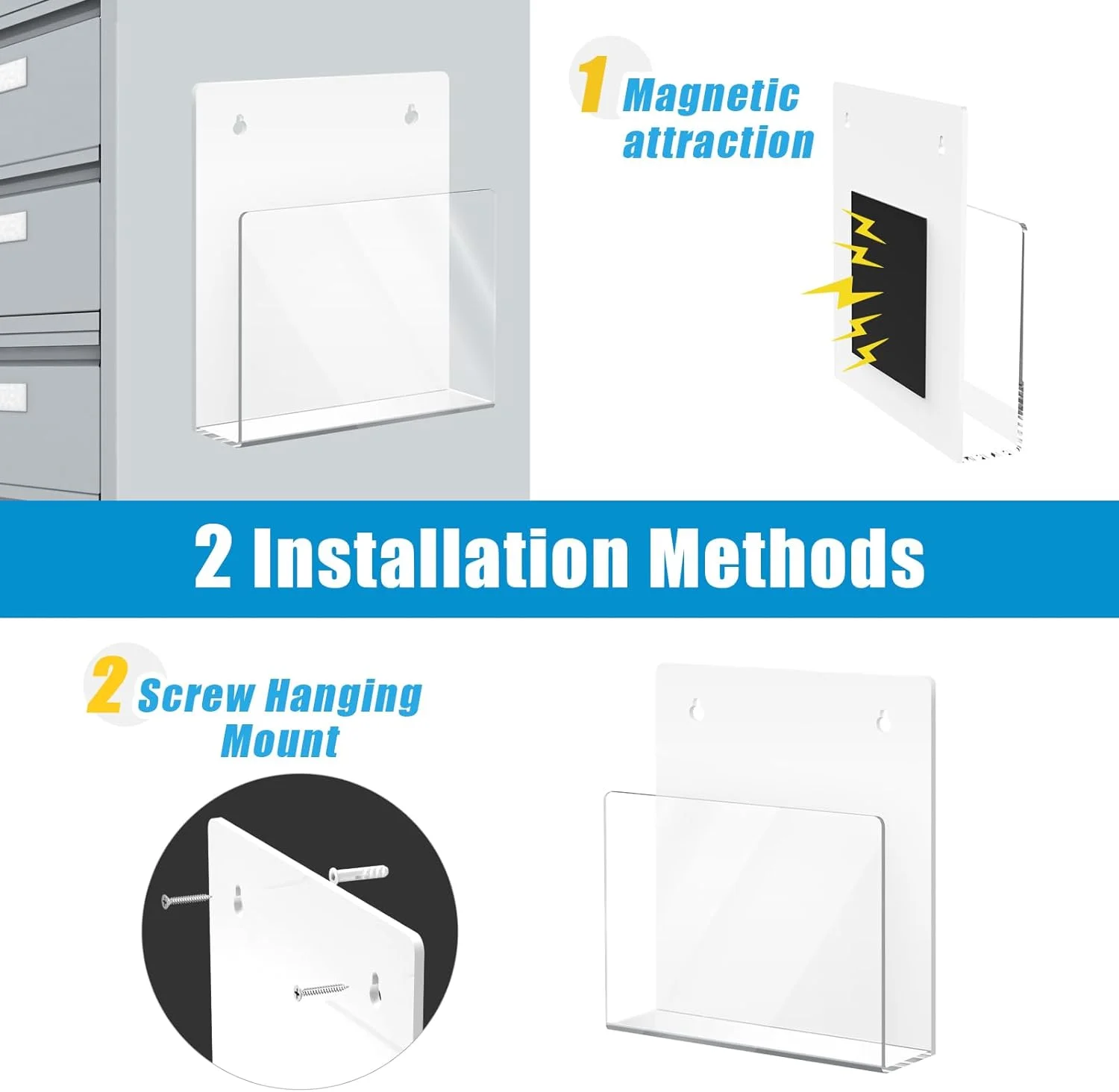 Bespoke clear Acrylic Magnetic File Holder Wall Mounted Organizer for ...